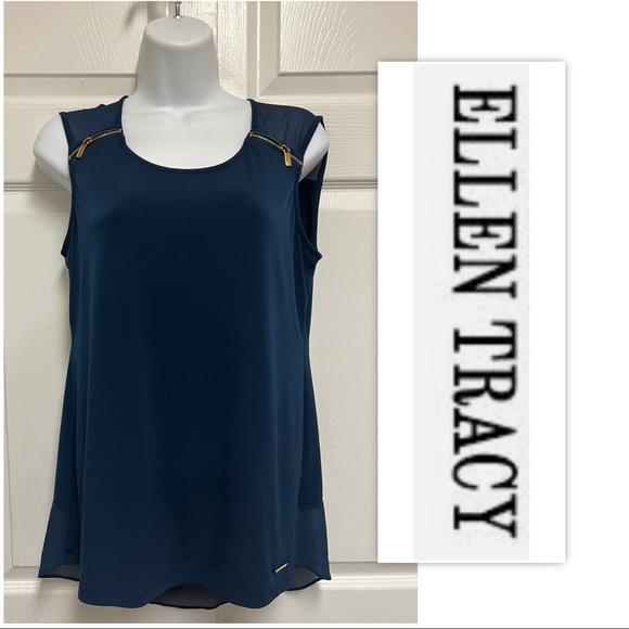 Ellen Tracy | Tops | Ellen Tracy Navy Sleeveless Blouse | Poshmark